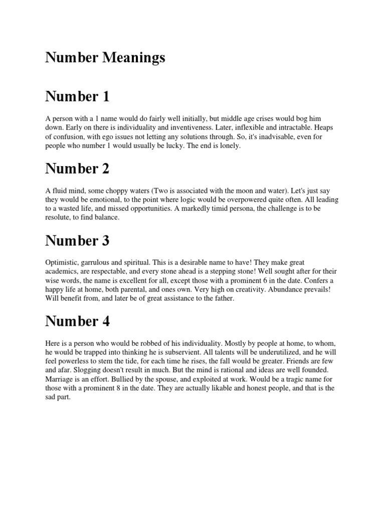 Number Meanings Number 1: Take Me To The Top of The Page | PDF