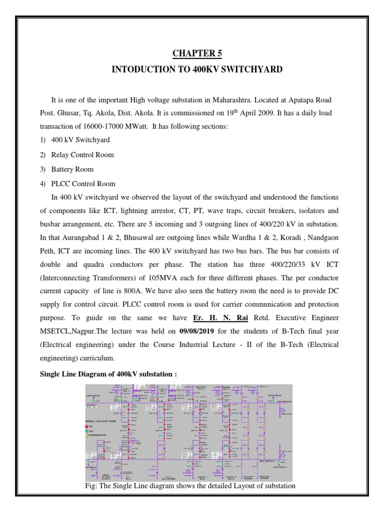 Intoduction To 400Kv Switchyard: Single Line Diagram of 400kV ...