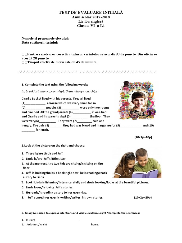 Initial English Assessment Test 2017-2018 | PDF | Language Arts ...