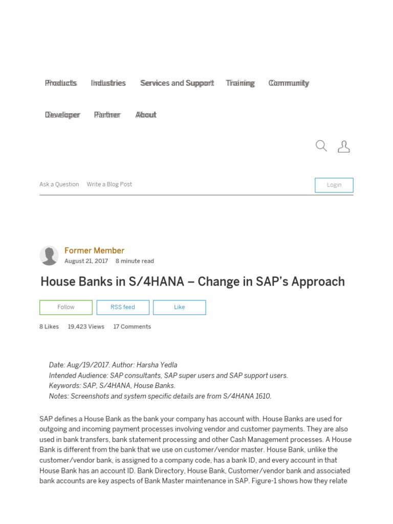 House Banks in S/4HANA - Change in SAP's Approach | PDF