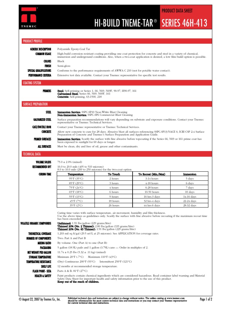Tnemec (Data Sheet) 46h-413 | PDF | Litre | Concrete