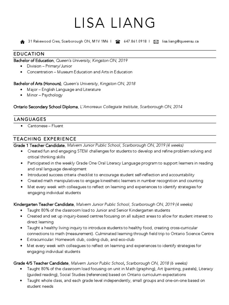Lisa Liang: Queen's Teacher Candidate | PDF | Inquiry Based Learning ...