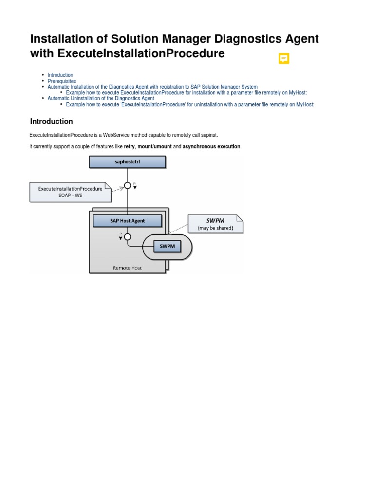 Installation of Solution Manager Diagnostics Agent With ExecuteInstallationProcedure | PDF ...