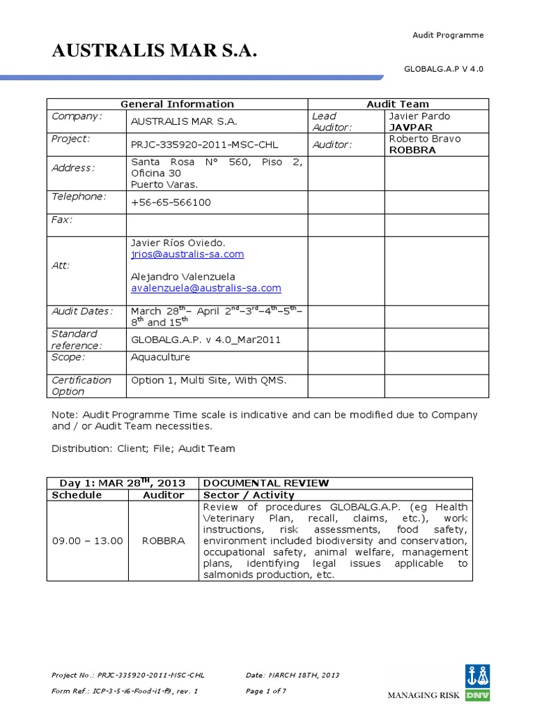 Australis Mar S.A.: General Information Audit Team Javpar Robbra | PDF ...