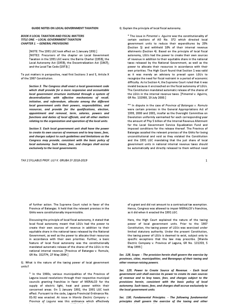 Guide Notes On Local Government Taxation | PDF | Taxes | Value Added Tax