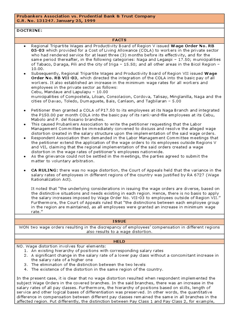 Prubankers Association vs. Prudential Bank & Trust Company | PDF | Wage ...