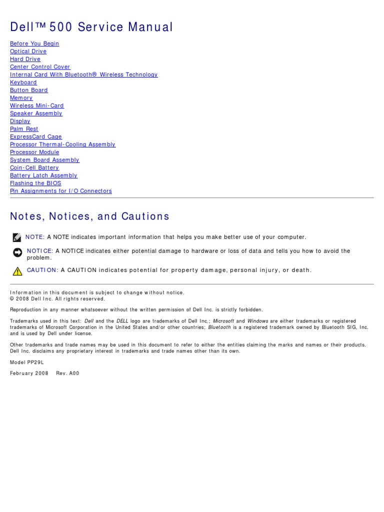 Dell Vostro 500 Service Manual En-Us | PDF | Electrical Connector ...