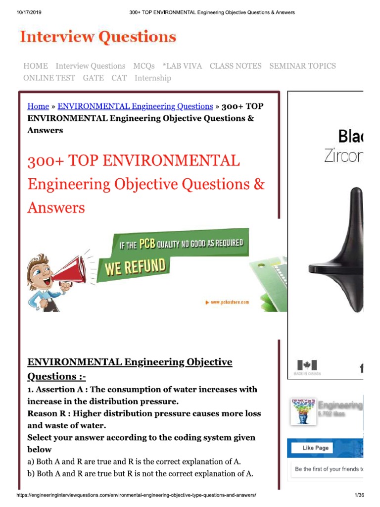 Enviromental 150 Questions and Answers | PDF
