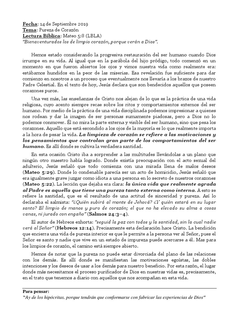 14 - Pureza de Corazón | PDF | Santo | Jesús