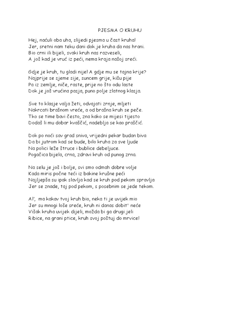 Pjesma o Kruhu | PDF
