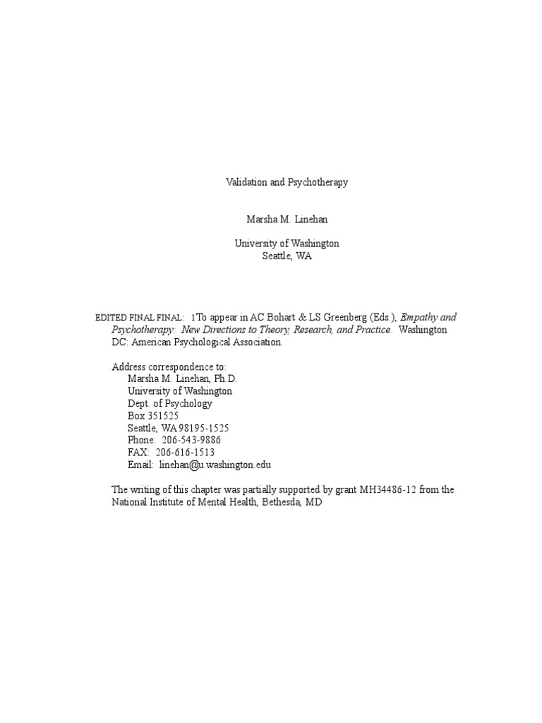 Linehan Validation Revised | PDF | Dialectical Behavior Therapy ...