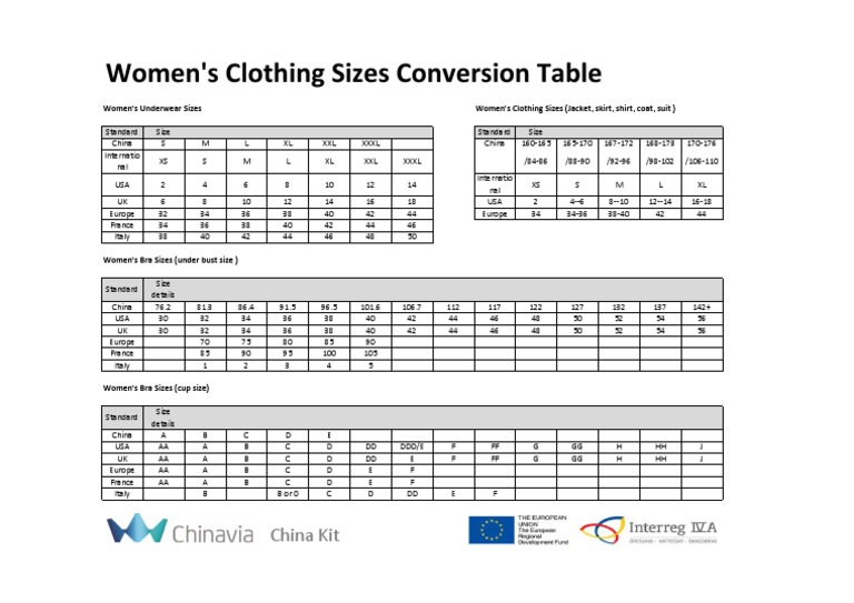Women's Apparel Size Conversion Chart: A Comprehensive Guide to Women's ...