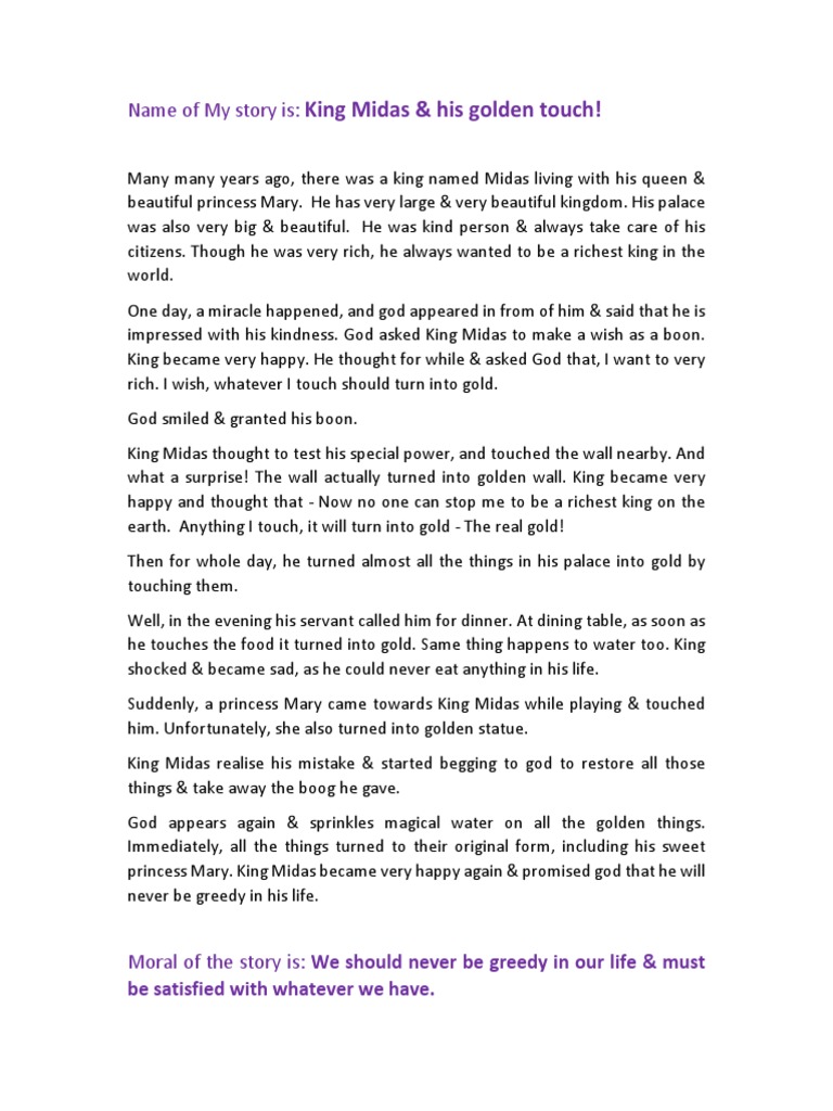 King Midas & His Golden Touch!: Name of My Story Is | PDF