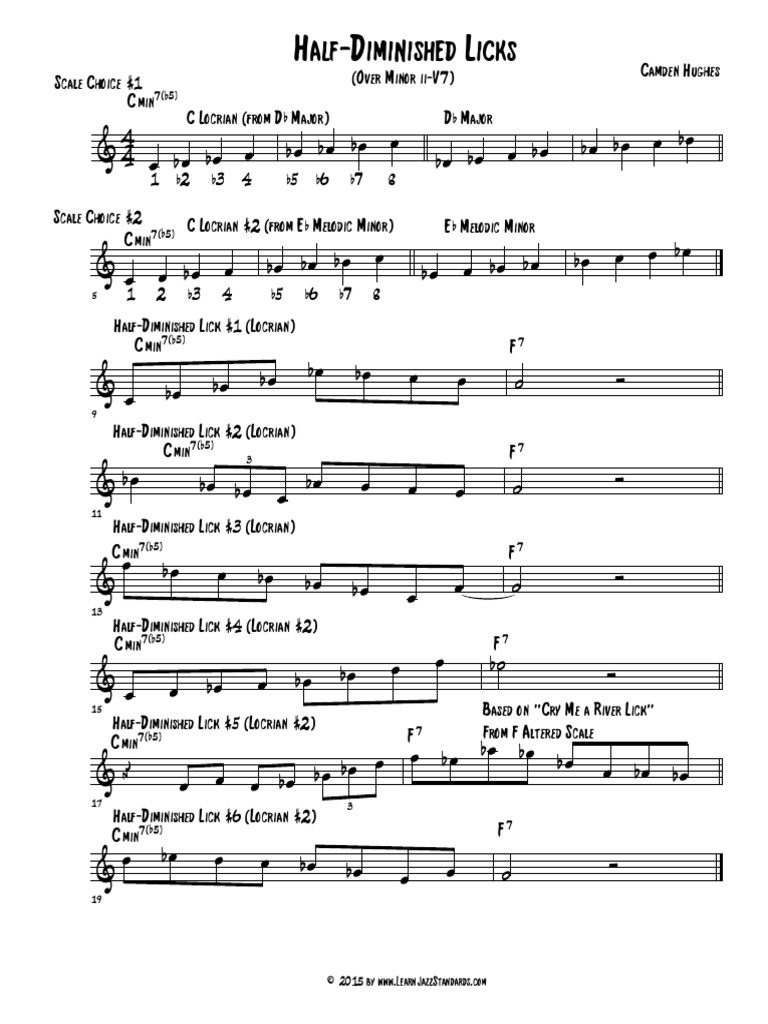 Half Diminished Licks | PDF | Pitch (Music) | Modernism (Music)