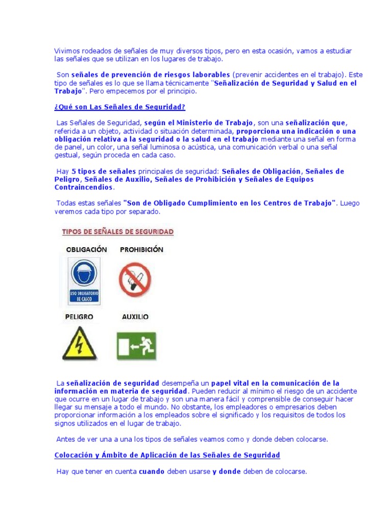 Señales de Seguridad en el Trabajo | PDF | Rojo | Color