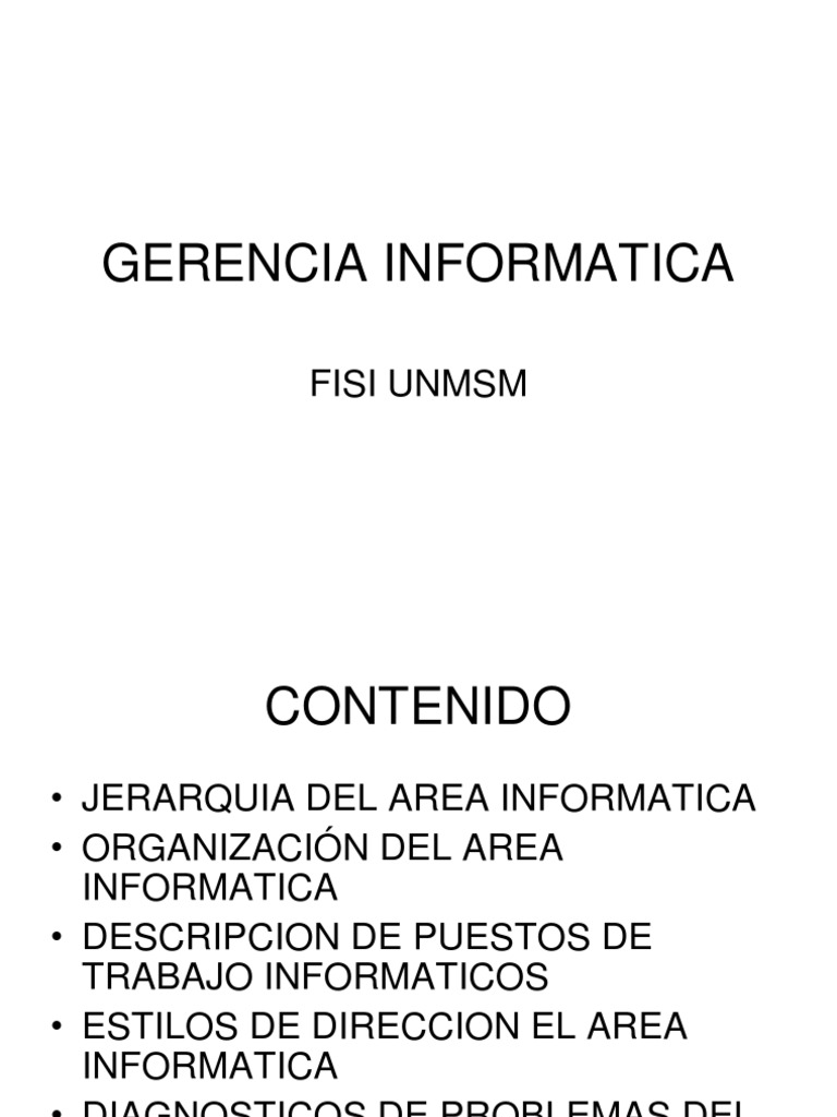 Gerencia Informatica | PDF | Outsourcing | Informática