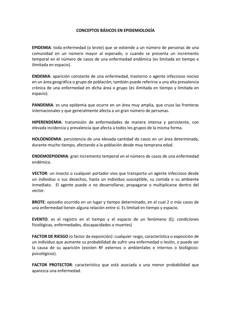 Conceptos Básicos en Epidemiología | PDF | Epidemias | Epidemiología