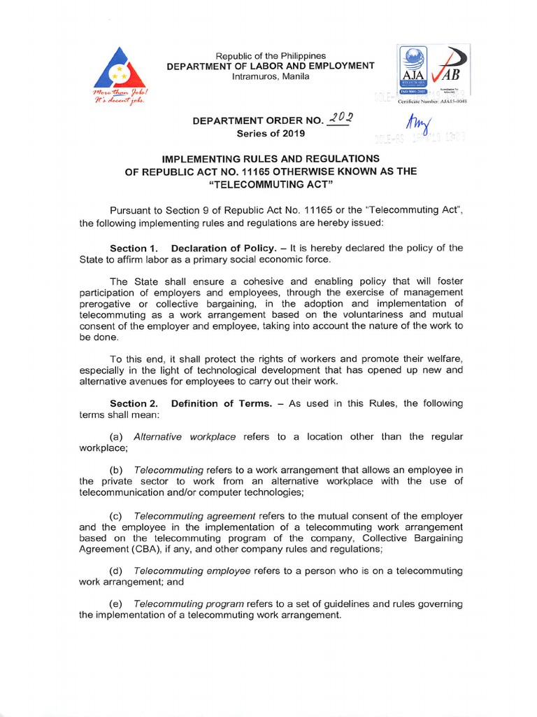 Telecommuting Act PDF | PDF