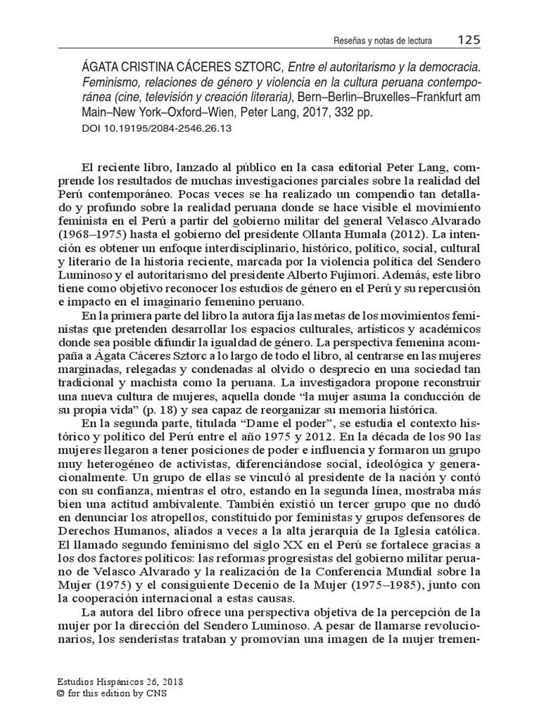 Entre El Autoritarismo y Democracia | PDF | Perú | Feminismo