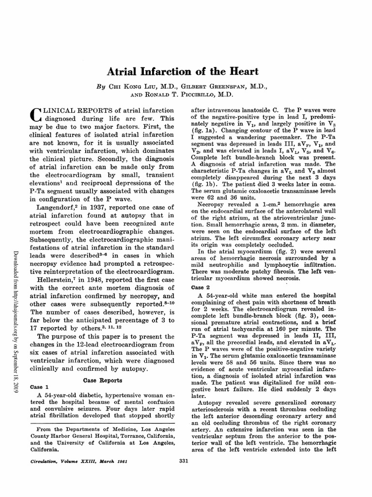 Atrial Infarction of The: Heart | PDF | Myocardial Infarction ...