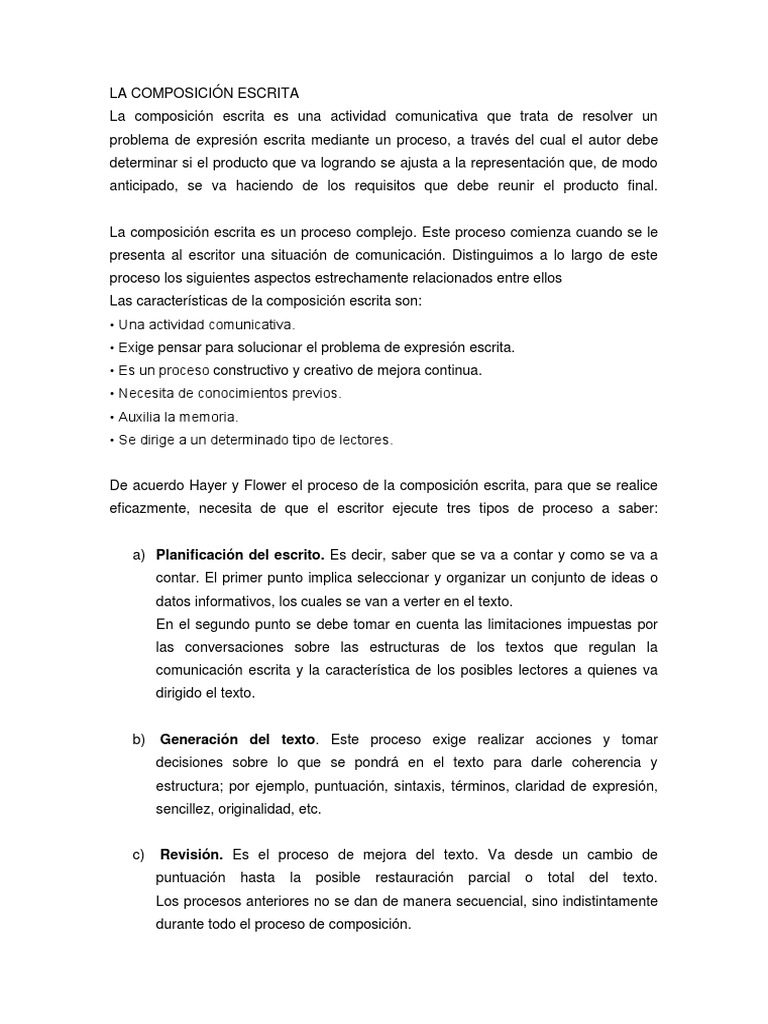 La Composición Escrita | PDF | Ensayos | Comunicación humana