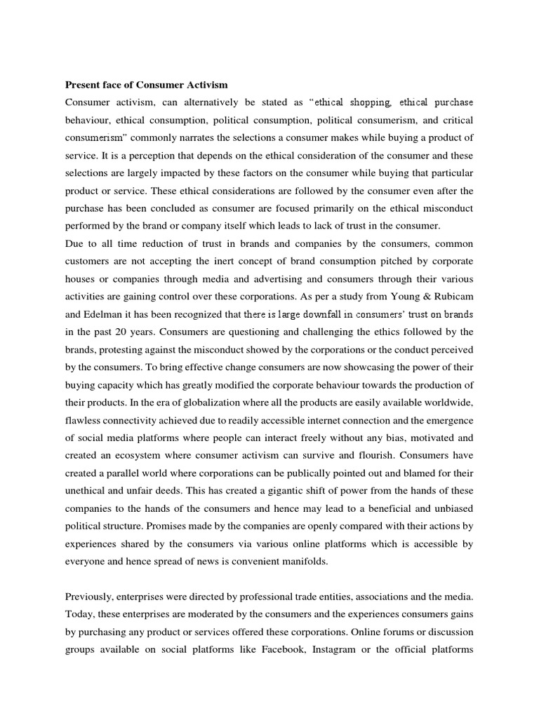 Present Face of Consumer Activism | PDF | Consumerism | Activism