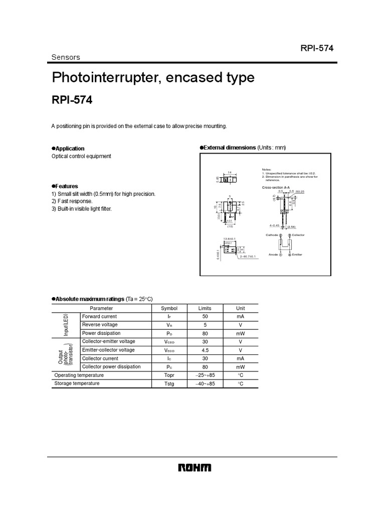 Rpi-574 Rohm Phot Interrupter | PDF | Manufactured Goods | Electricity