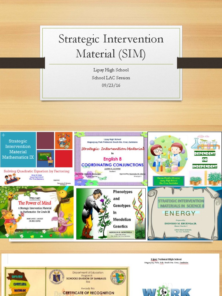 Strategic Intervention Material (SIM) : Lipay High School School LAC ...