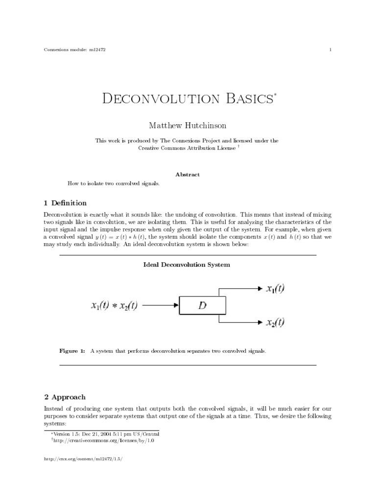 Deconvolution Basics: Matthew Hutchinson | PDF | Digital Signal Processing | Information And ...