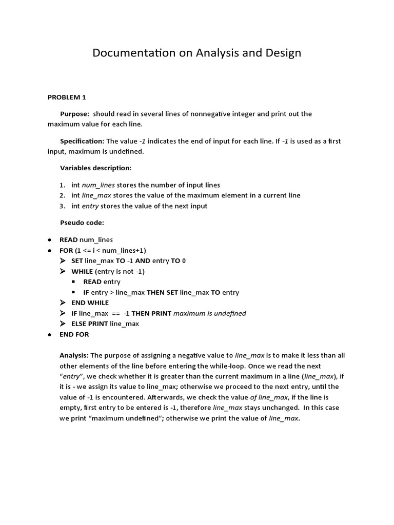 Documentation On Analysis and Design | PDF | Integer (Computer Science ...
