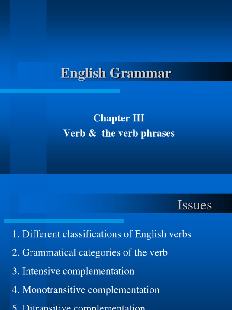 English Verb Classifications Guide | PDF | Clause | Phrase