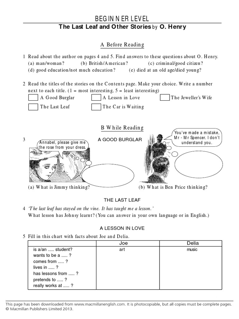 Last Leaf Woksheet PDF | PDF | Southern United States | The United States