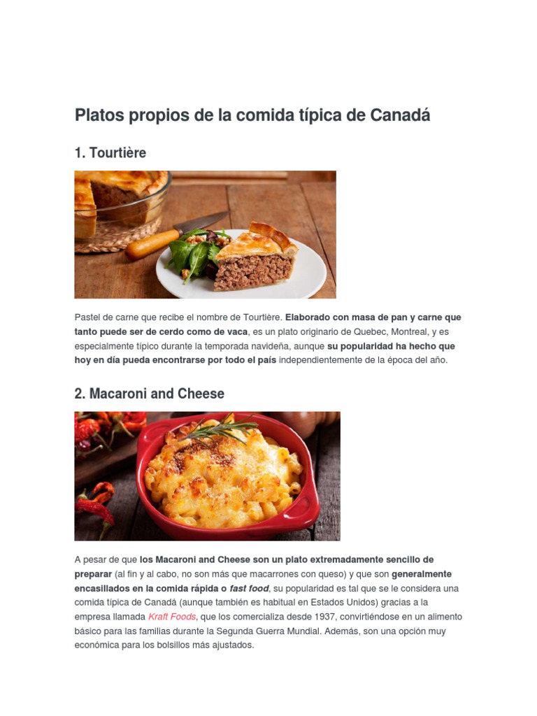 Platos propios de la comida típica de Canadá: 1. Tourtière | Postres ...