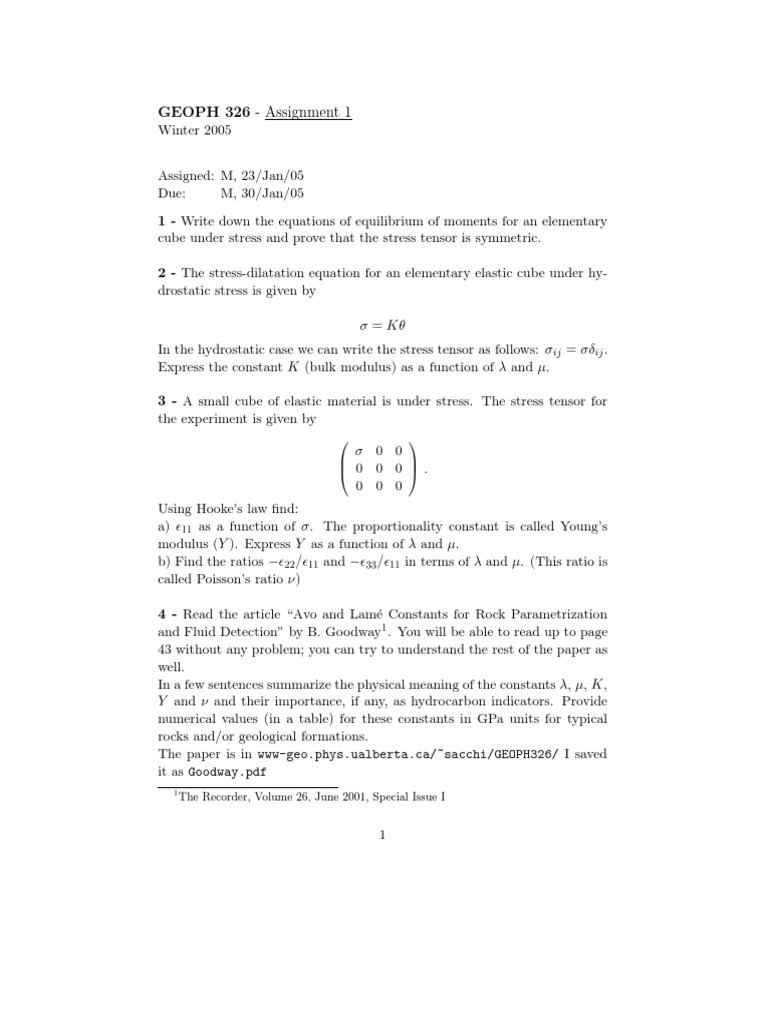 GEOPH 326 - Assignment 1: Ij Ij | PDF