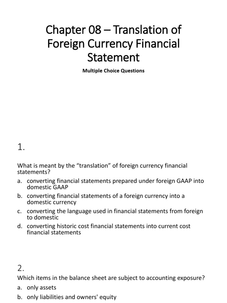 Chapter 08 Translation of Foreign Currency Financial Statements | PDF ...