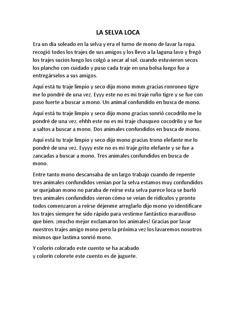 Cuento para Imprimir de La Selva Loca | PDF