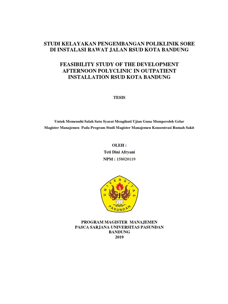 Studi Kelayakan Poliklinik Sore RSUD Bandung | PDF | Bisnis ...