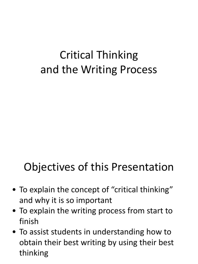 Critical Thinking and The Writing Process | Download Free PDF ...