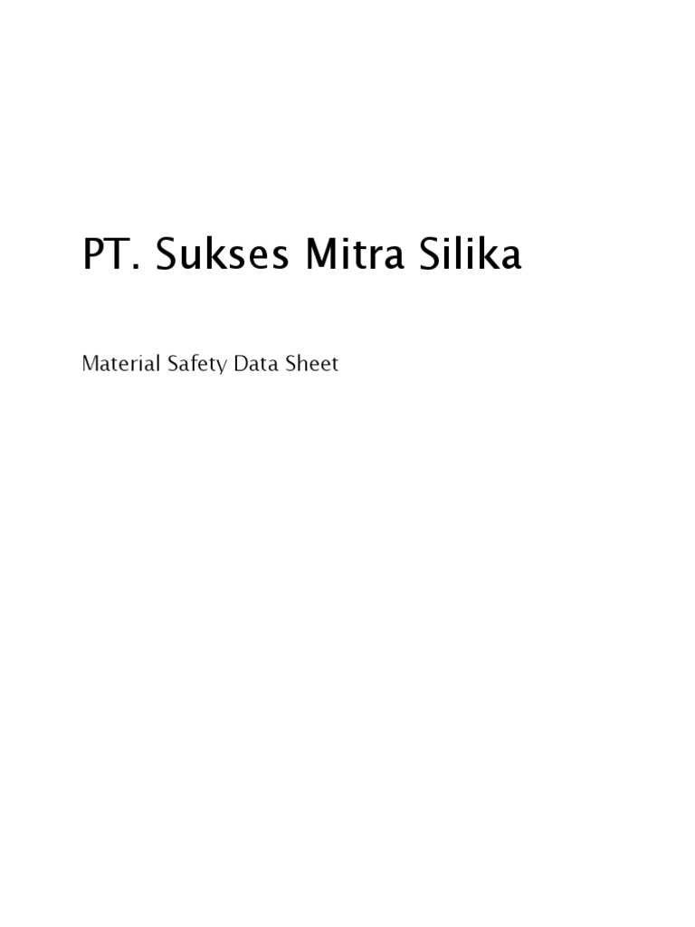 Material Safety Data Sheet for High Grade Silica Sand | PDF | Silicon ...
