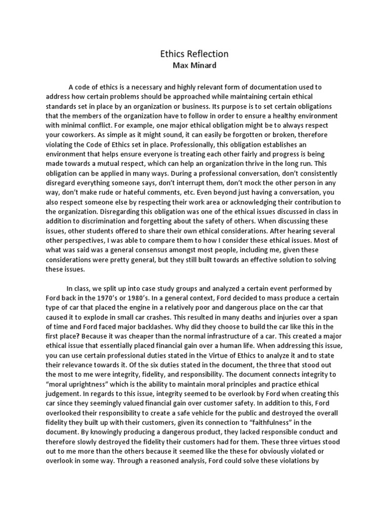 Ethics Reflection | Download Free PDF | Integrity | Morality