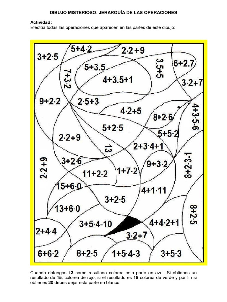 Dibujo Misterioso: Jerarquía de Las Operaciones Actividad | PDF