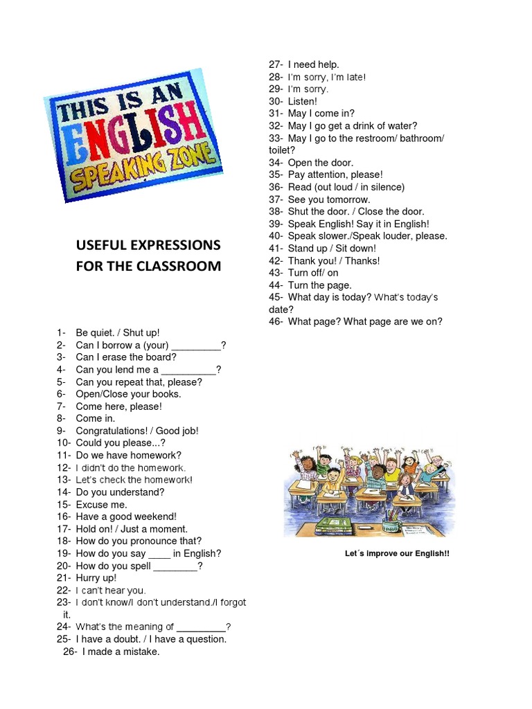 Essential Classroom English Phrases | PDF