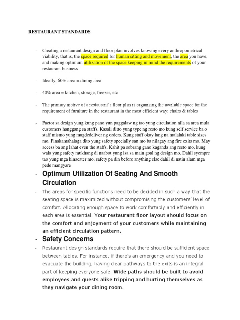 Standards For Restaurants | PDF | Public Toilet | Kitchen