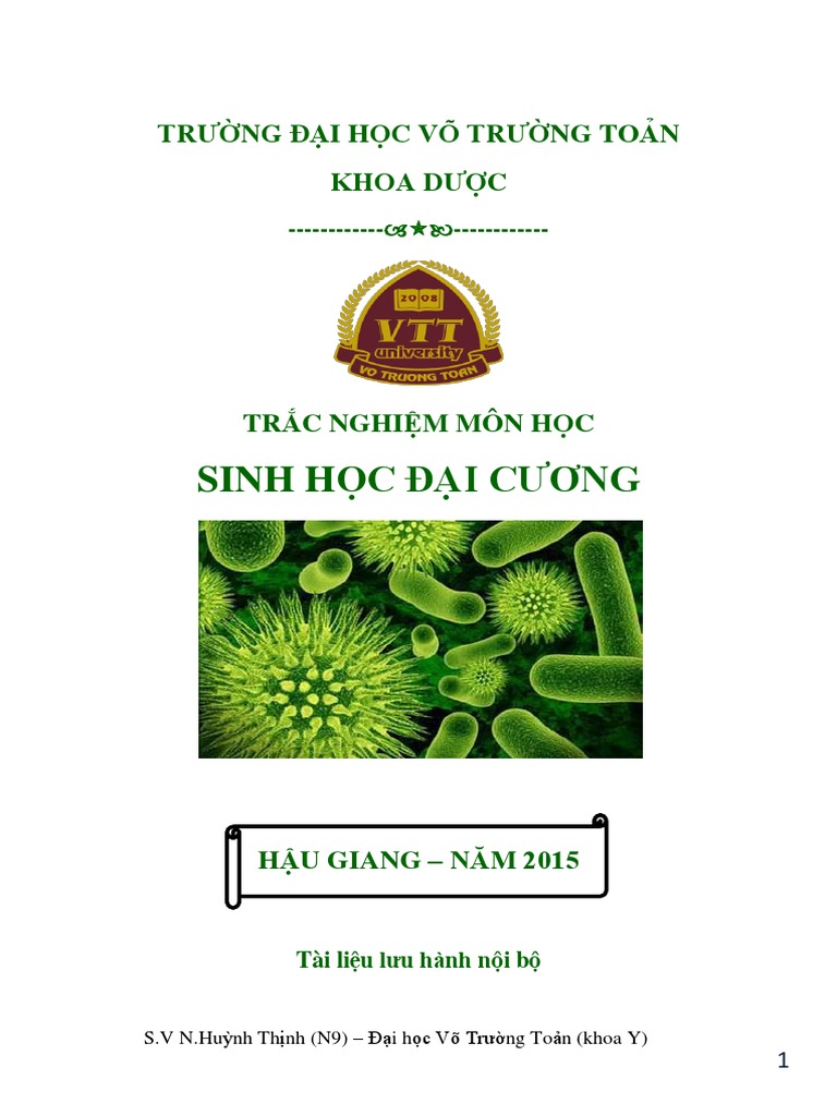 Trac Nghiem Mon Hoc Sinh Hoc Dai Cuong PDF | PDF