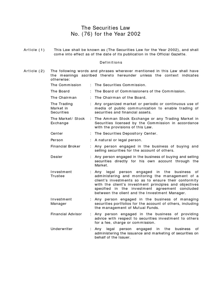 Securities Law | PDF | Prospectus (Finance) | Securities (Finance)
