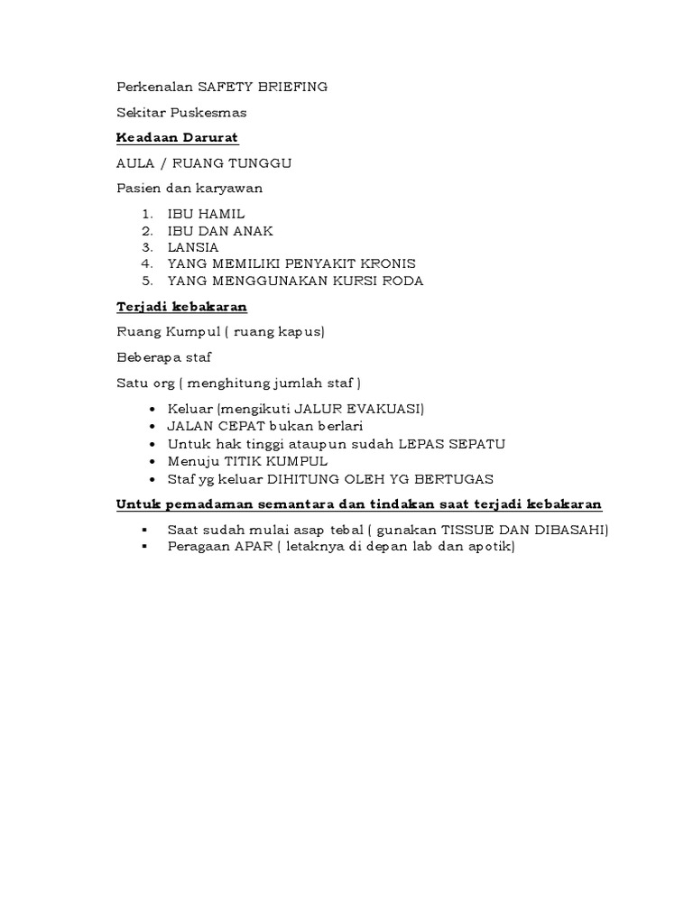 Script Safety Briefing | PDF