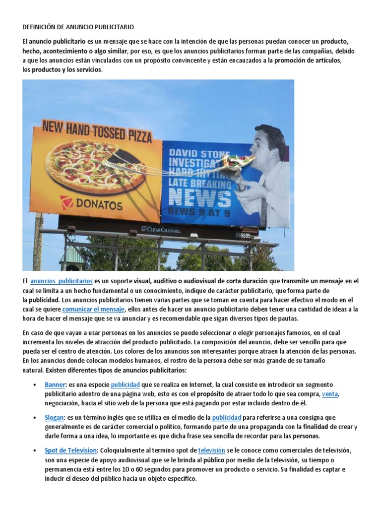Definición de Anuncio Publicitario | PDF | Anuncio de televisión ...