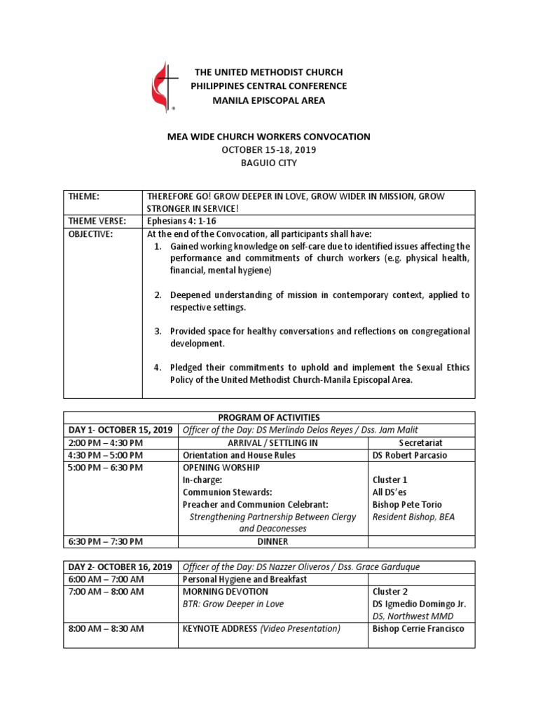 Mea Convocation Final Program | PDF | Methodism | Bishop