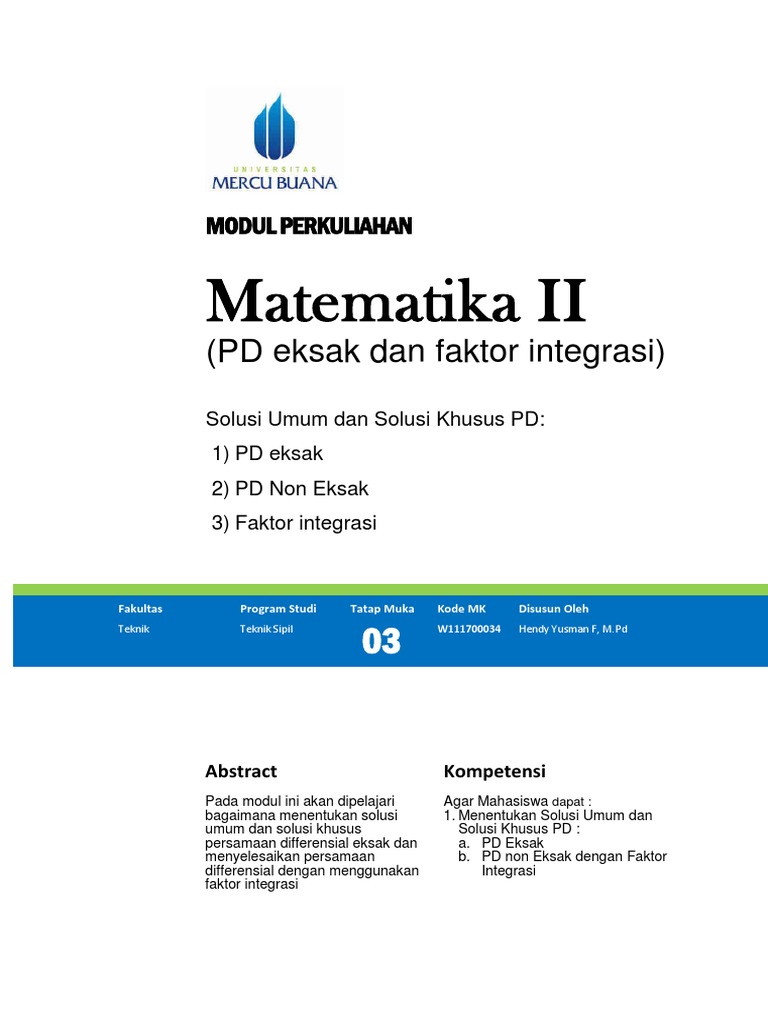 Modul Matematika II (TM3) | PDF