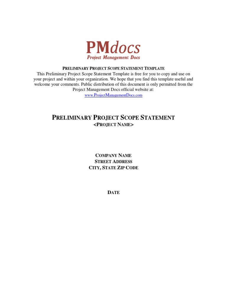 4 - Preliminary Project Scope Statement | PDF | Project Management ...